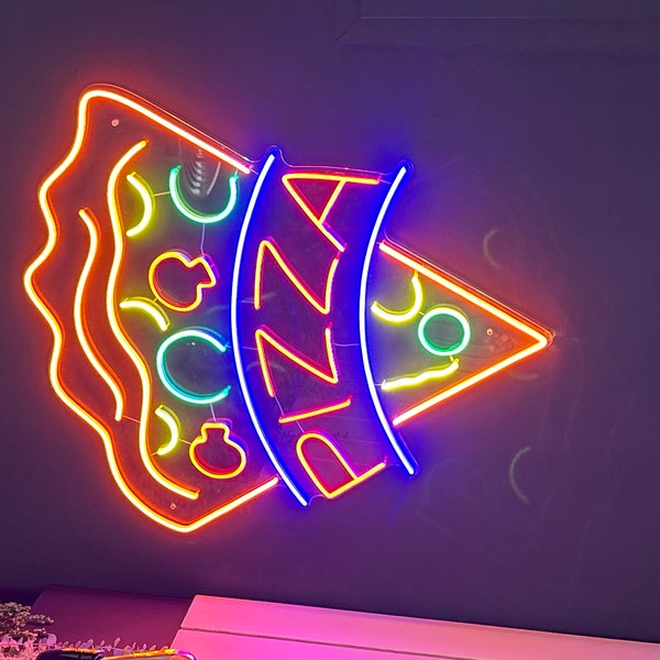 Pizza Slice Neon Sign, Pizza Slice Led Sign, Pizza Led Sign, Custom ...