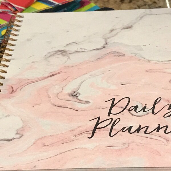 Personalized Notebook Cover, Marble Notebook, Monogram Notebook, Pink ...
