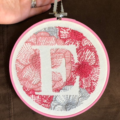 Floral Letter e Hand Embroidery Pattern / Digital PDF Download ...