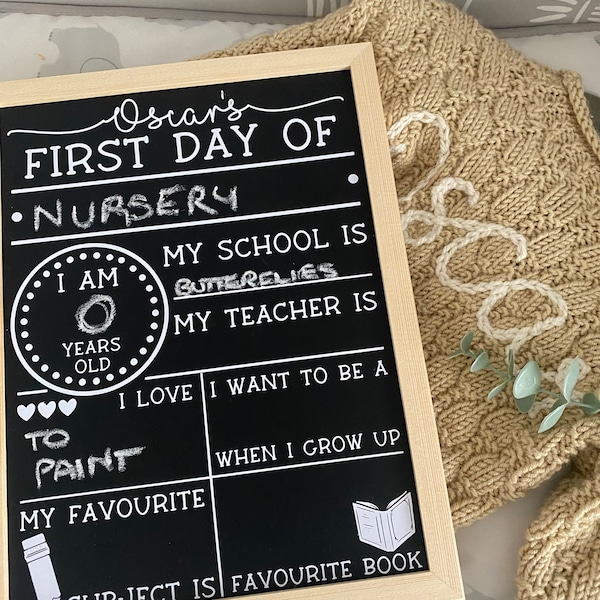 Personalised First Day of School Board Back to School Chalkboard First ...