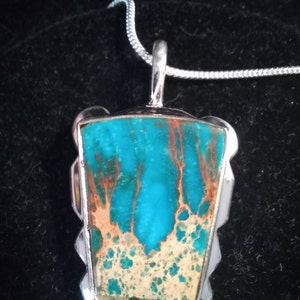Blue Sea Sediment Jasper Pendant 925 Sterling Silver Pendant Sea ...