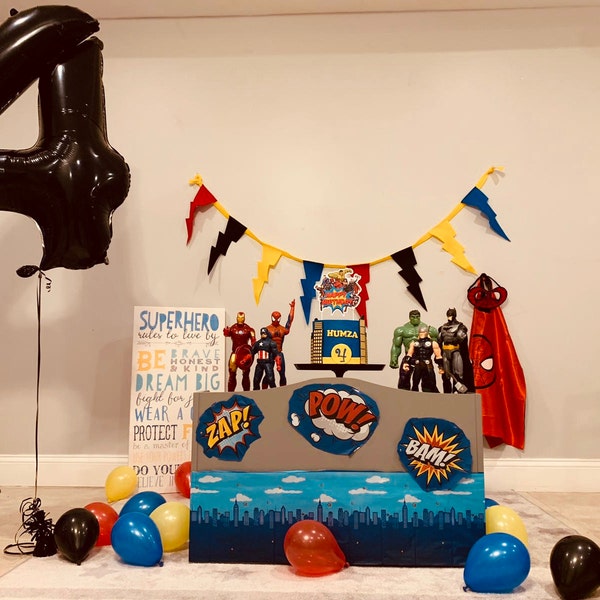 Superhero Birthday Banner, Superhero Birthday Decorations, Flash Party ...
