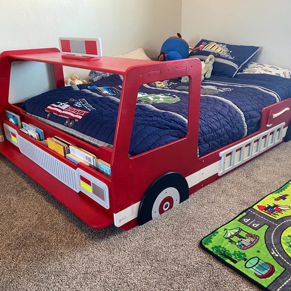 Fire Engine Floor Bed for Child Children’s Truck Bed Toddler Fire ...
