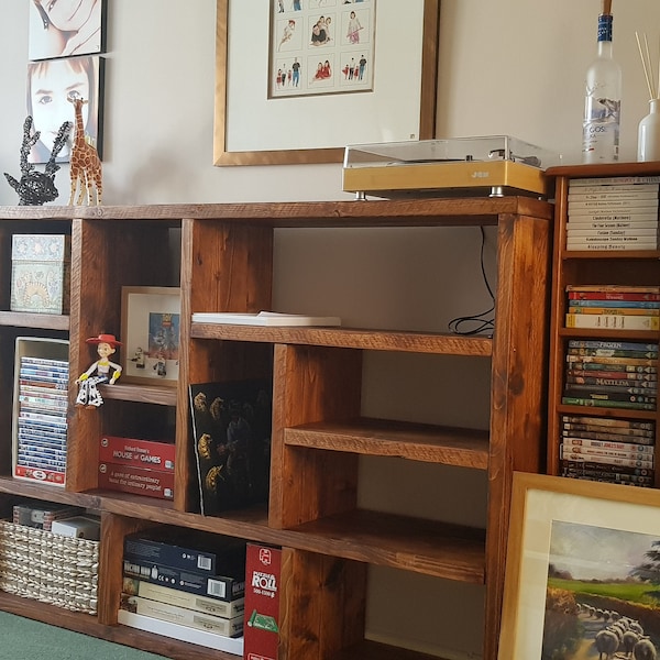 Bookcase Media Unit Made From Reclaimed Wood - Nod Media - Etsy UK