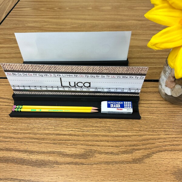9.5" School Desk Name Tag Holder and Pencil Tray - Etsy