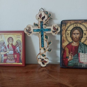 Wood Cross Medium Size Handmade Cross Crucifix Woodcraft Wall Hanging ...