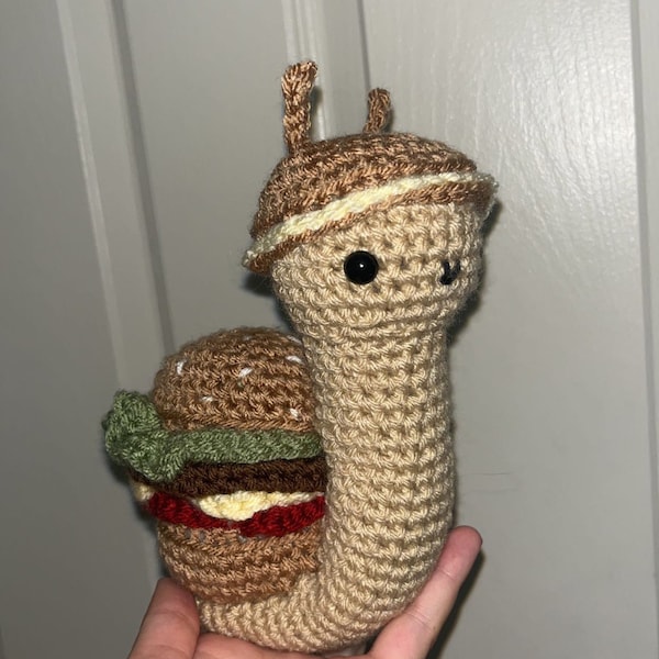 Burger Snail Crochet Pattern Amigurumi, Snail Stuffed Animal Plush Toy ...