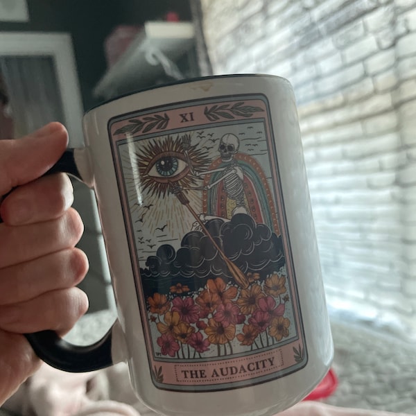 Audacity Tarot Card Mug, Occult Skeleton Tarot Card Coffee Mug, the ...