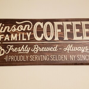 Personalized Coffee Shop Farmhouse Retro Style Wood Sign. 3 Sizes 9 ...