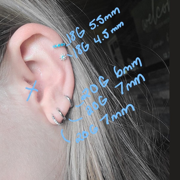 18G Tiny Emerald Baguette Rook Hoop Earring • Tiny Gold Cartilage Hoop ...