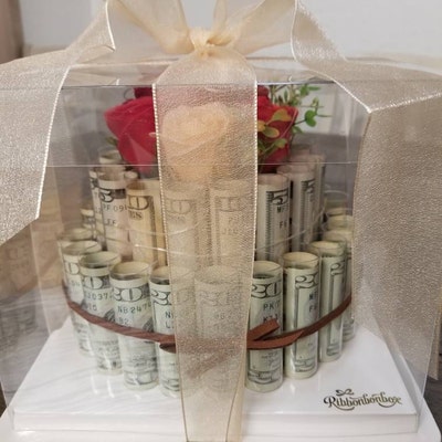 Ribbonbonbox Money Pull Out Flower Gift Box Luxury Flower Box With Cash ...