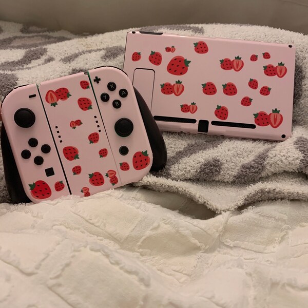 Cute Strawberry Nintendo Switch Skin ,pink Kawaii Nintendo Switch Skin ...