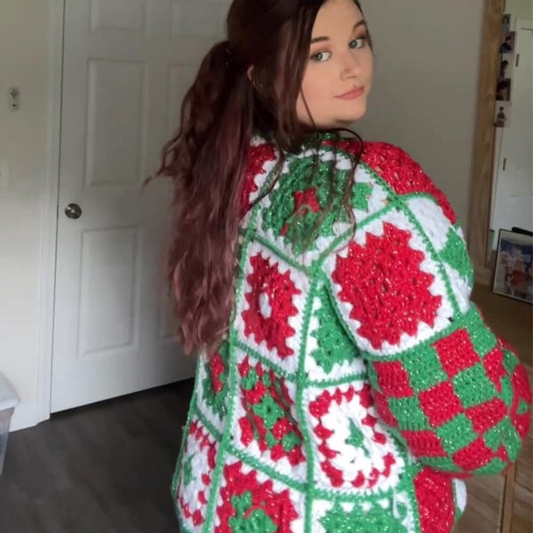 Christmas Crochet Cardigan Pattern: PDF Crochet Cardigan Pattern, Holiday Sweater, Size ...