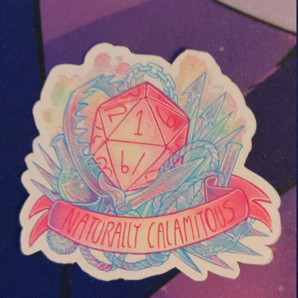 D&D Pastel Watercolour Nat1 D20 Stickers, Dnd Dungeons and Dragons 5e ...