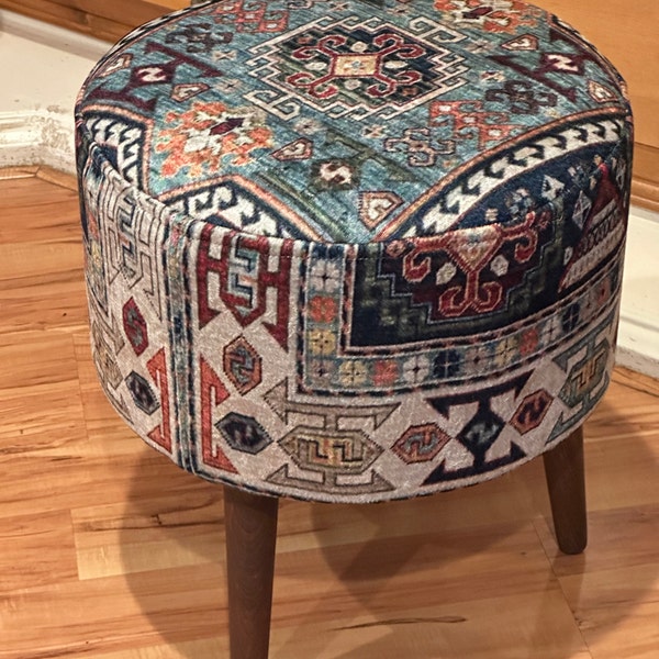 Round Pouf Stool, Bedroom Pouf, Footstool Ottoman, Tufted Stool, Piano ...