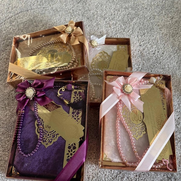 Personalized Velvet Dua Book Bookmark Tasbeeh Gift Set | Ramadan Eid ...