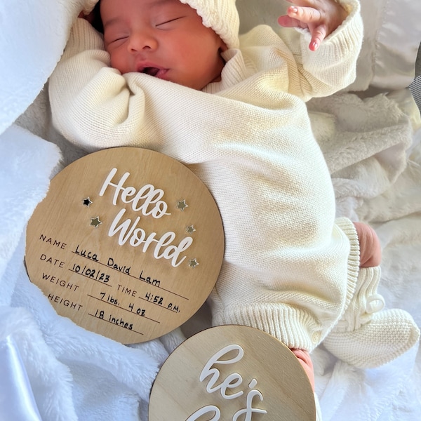 Hello World Sign, Baby Announcement, Hello World Wooden Sign, Baby ...