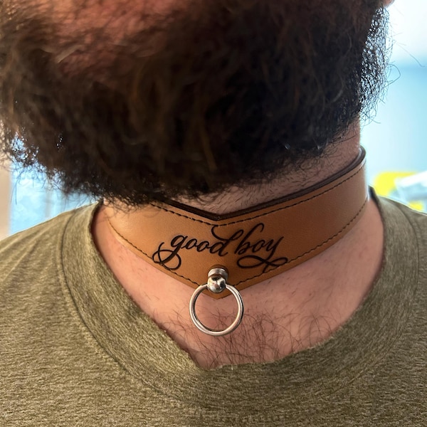 Vegan Collar "calligraphy" Good Boy Narrow - Etsy