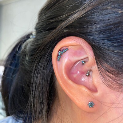 Titanium Threadless Push Fit Vitrail Medium Flower Labret - Etsy