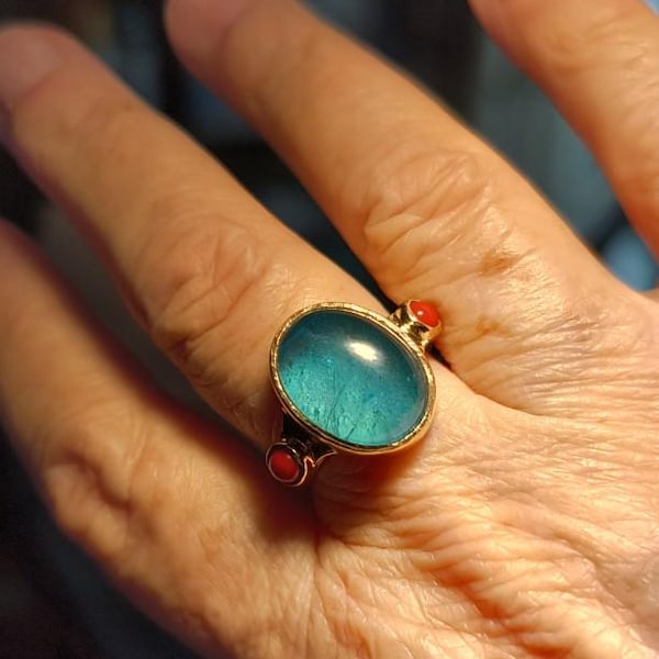 The Frida Ring Limited Edition - Sparkling Apatite and Coral Multistone ...
