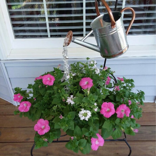 Whimsical Crystal Pouring Watering Can - Polka Dot Metal - Garden Art ...