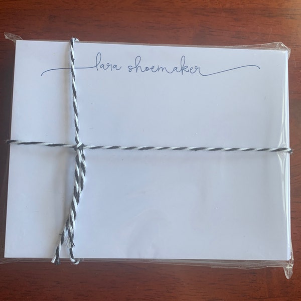 Script Personalized Stationery Cards Set, Flat Notecards, Personalized ...