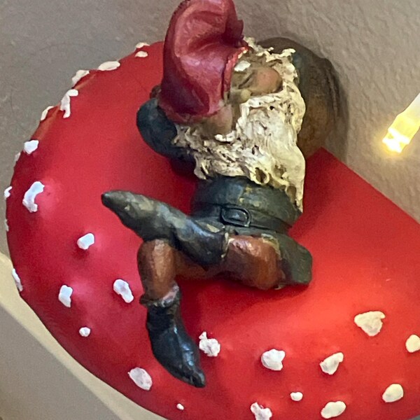 Garden Gnome Napping Against a Barrell - Etsy