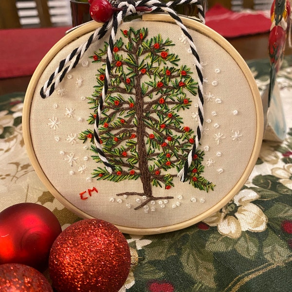 Christmas Tree Hand Embroidery Kit - Winter Christmas Embroidery ...