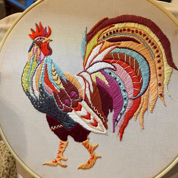 Rooster EM079, Embroidery Pattern KIT and PDF | Kit Set | for Beginners ...