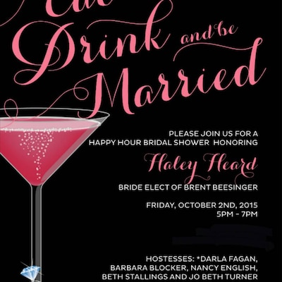 PRINTABLE Eat, Drink and Be Married Happy Hour Champagne Bridal Shower ...