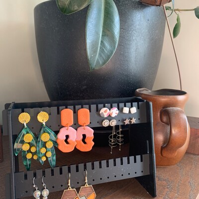 Double Sided Earring Holder Large Matt Black Acrylic - Etsy