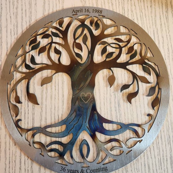 Personalized Tree of Life - Carved Initial Tree Decor - 11th ...