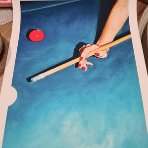 The Pool Table Watercolour Art Print Mid Century Modern / Feminine ...