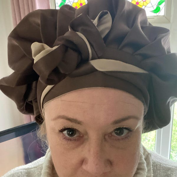 Satin Tie Band Bonnet, Hair Bonnet. Handmade With Love, Easily ...