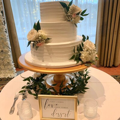 Wedding Gold Cake Stand Distressed Gold Stand Shabby White - Etsy