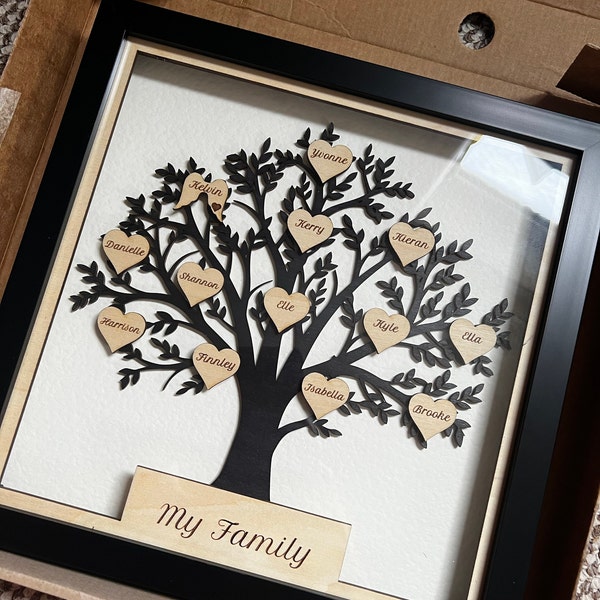 Custom Family Tree - Wooden Framed Tree - Framed Family Tree - Etsy