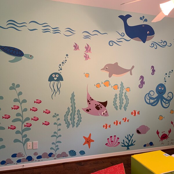 Underwater Wall Decal, Ocean Wall Decal, Aquarium Wall Decal, Sea Life ...