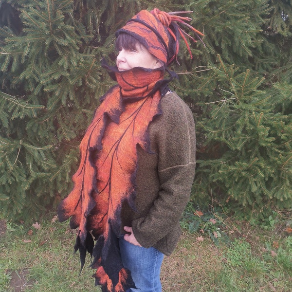 Nuno Felted Silk Scarf, Wrap Scarf, Felted Shawl. - Etsy