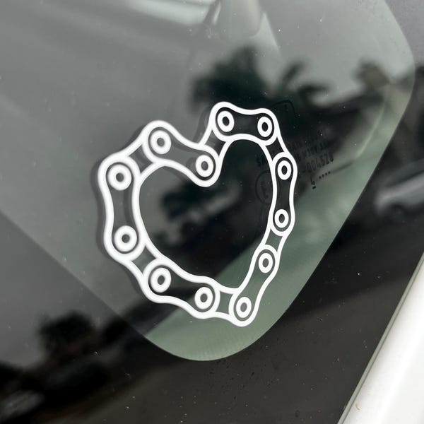 Bike Chain Heart Vinyl Decal | Biking Decal | Water Bottle Decal | Car ...