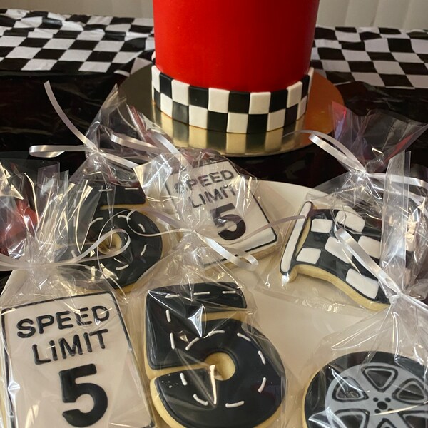 Racing Theme Cookie Favors, Car Theme Cookies for Birthday, Cute Race ...