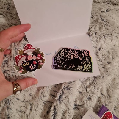 Black Cat Holographic Sticker midnight Stroll Cute Gift for Cat Lover ...