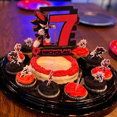 Shadow the Hedgehog Inspired Cake Topper, Shadow Birthday Party, Shadow ...
