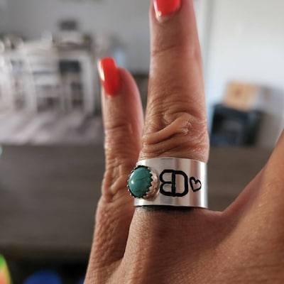 Tooled Floral Thick Band Stamped Metal Ring - Etsy