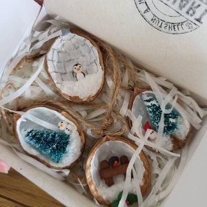 Nativity in A Nutshell, Set of Three Handmade Walnut Shell Decorations ...