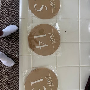 Round Table Numbers With Stand Custom Paint Brush Style Background or ...