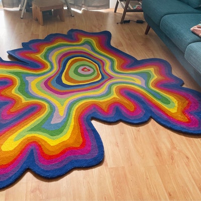 Paint Splatter Purple & Multi, Irregular Shaped Hand-tufted Wool ...