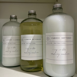 Laundry Room Bottle Duo Clear Glass Utility Bottles Fabric Softener ...