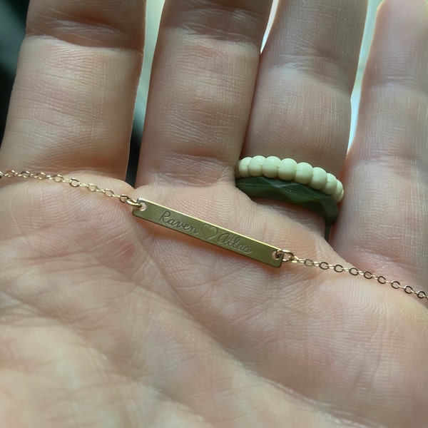 Skinny MINI Bar Necklace, Personalized Gold Bar, Customized Gold Bar ...