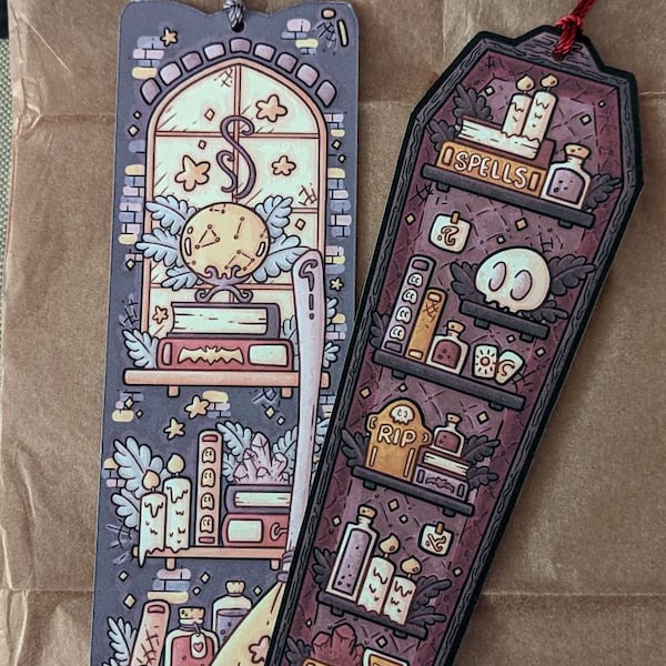 2"x6" Witch Library Halloween Bookmark With Tassel, Spooky Aesthetic ...
