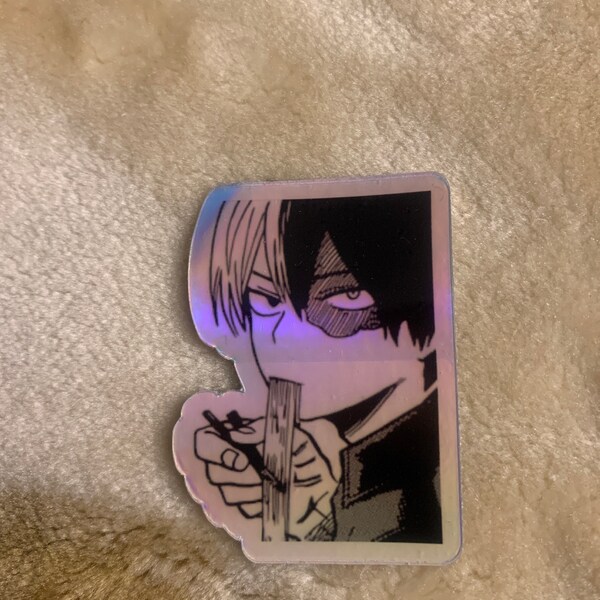 My Hero Holographic Todoroki Shoto Eating Soba Sticker - Etsy